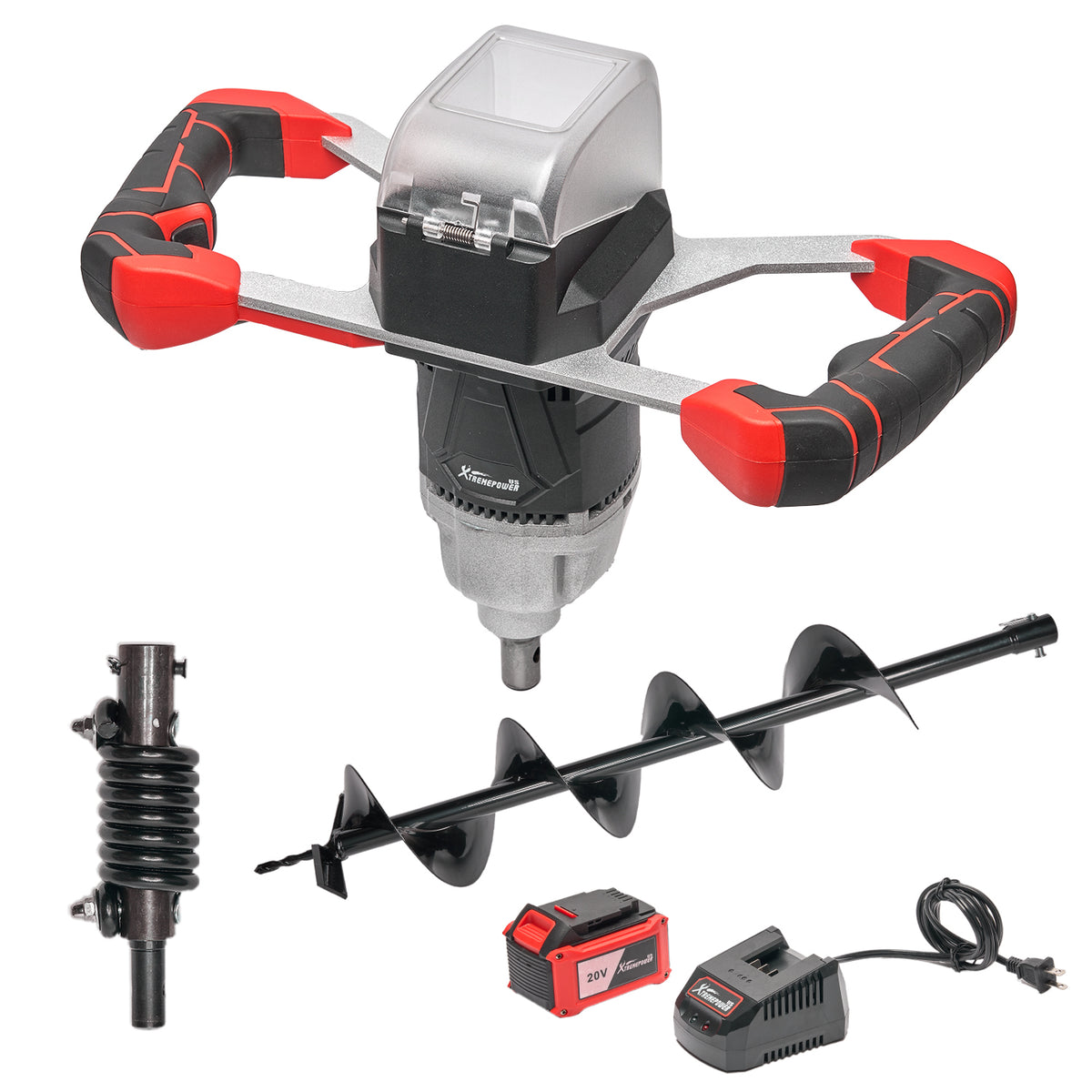XtremepowerUS 20V Brushless Cordless Earth Auger 6" Bit 4.0 Ah Battery ...