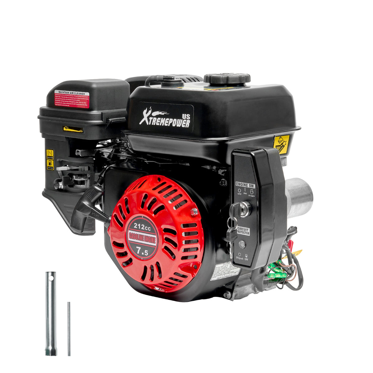 XtremepowerUS 7.5HP Recoil/Electric Start Gas Powered Multi-Use Engine ...