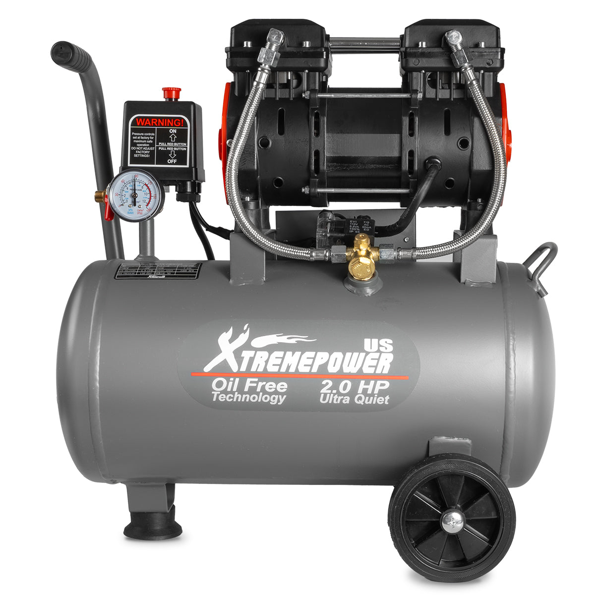 XtremepowerUS 65161 1hp Quiet Air Compressor Tank 8gal Oil-Free w/Air ...