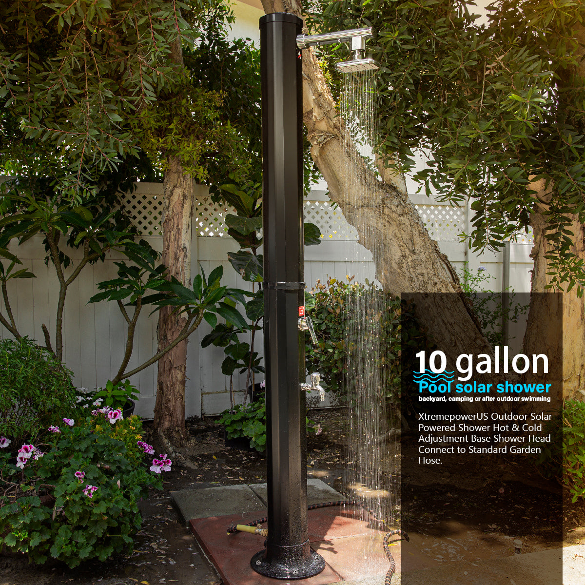 XtremepowerUS 2-Section Solar Heated Shower Garden Backyard Poolside B ...