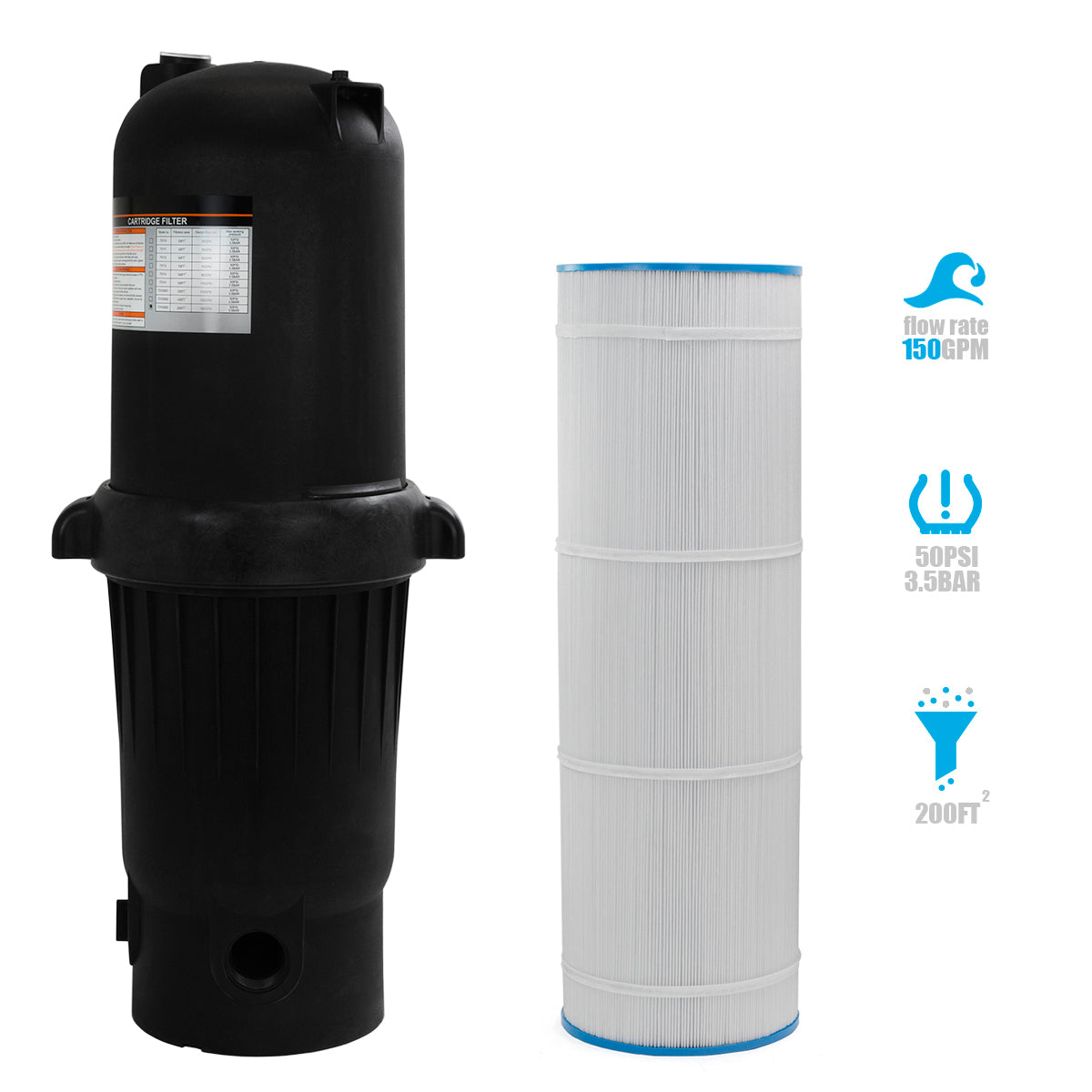 XtremepowerUS 200 sq. ft. In-Ground Easy Clean Pool Cartridge Filter w ...