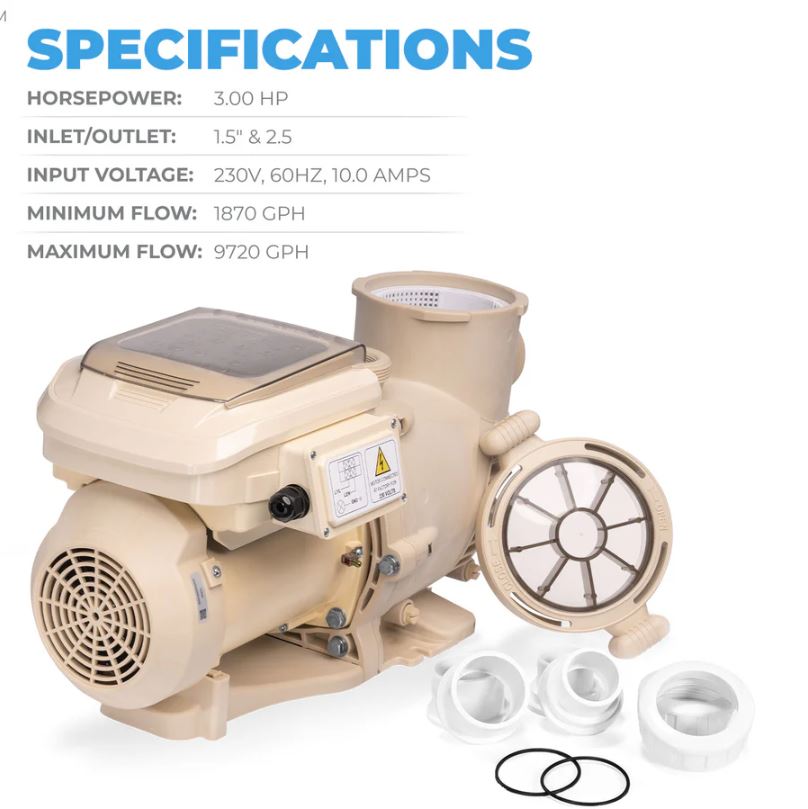 3 HP Swimming Pool Pump Variable Speed Inground Pool 2" – Stark USA