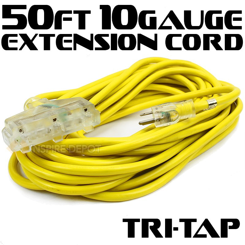 50Ft 10 /3 Gauge industrial power Electrical Extension Cords cable tri ...