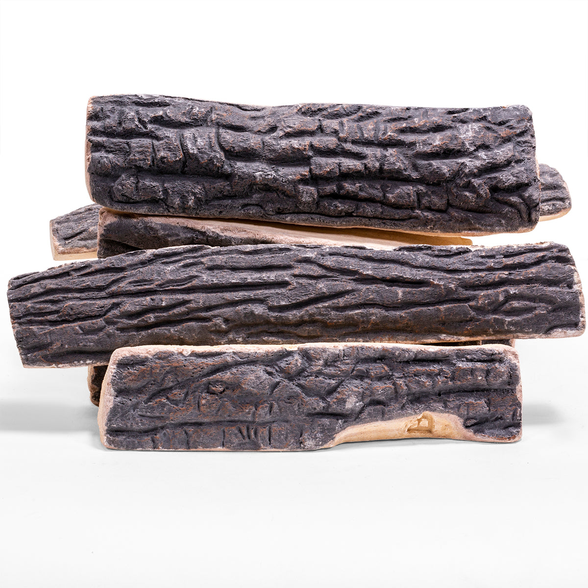 Barton 8-Pieces Ceramic Log Set Ash Wood Style w/Stackable Gas Heat Re ...