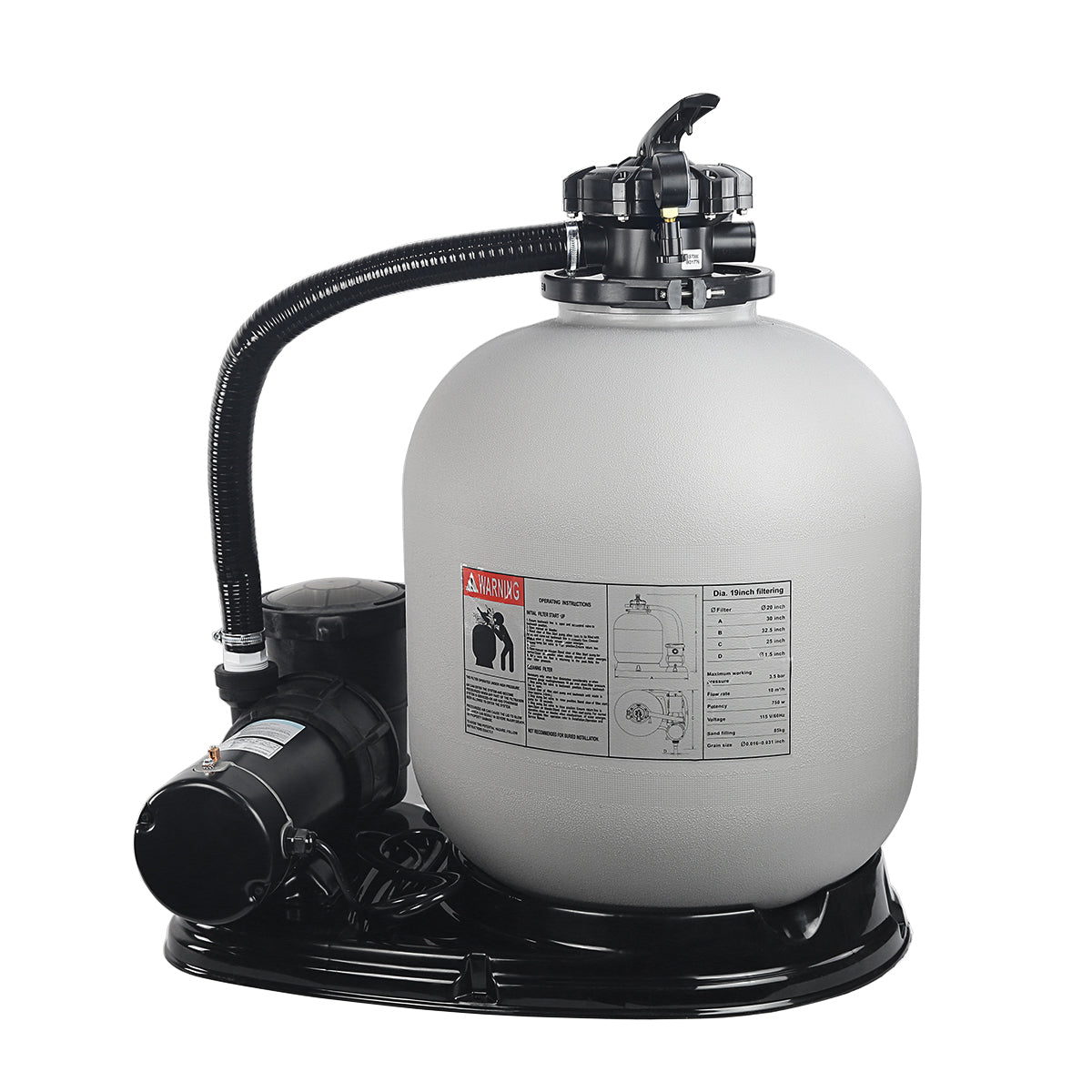 XtremepowerUS 19" Sand Filter Above-Ground Pool w/ 1.5HP Pump for 18,0 ...